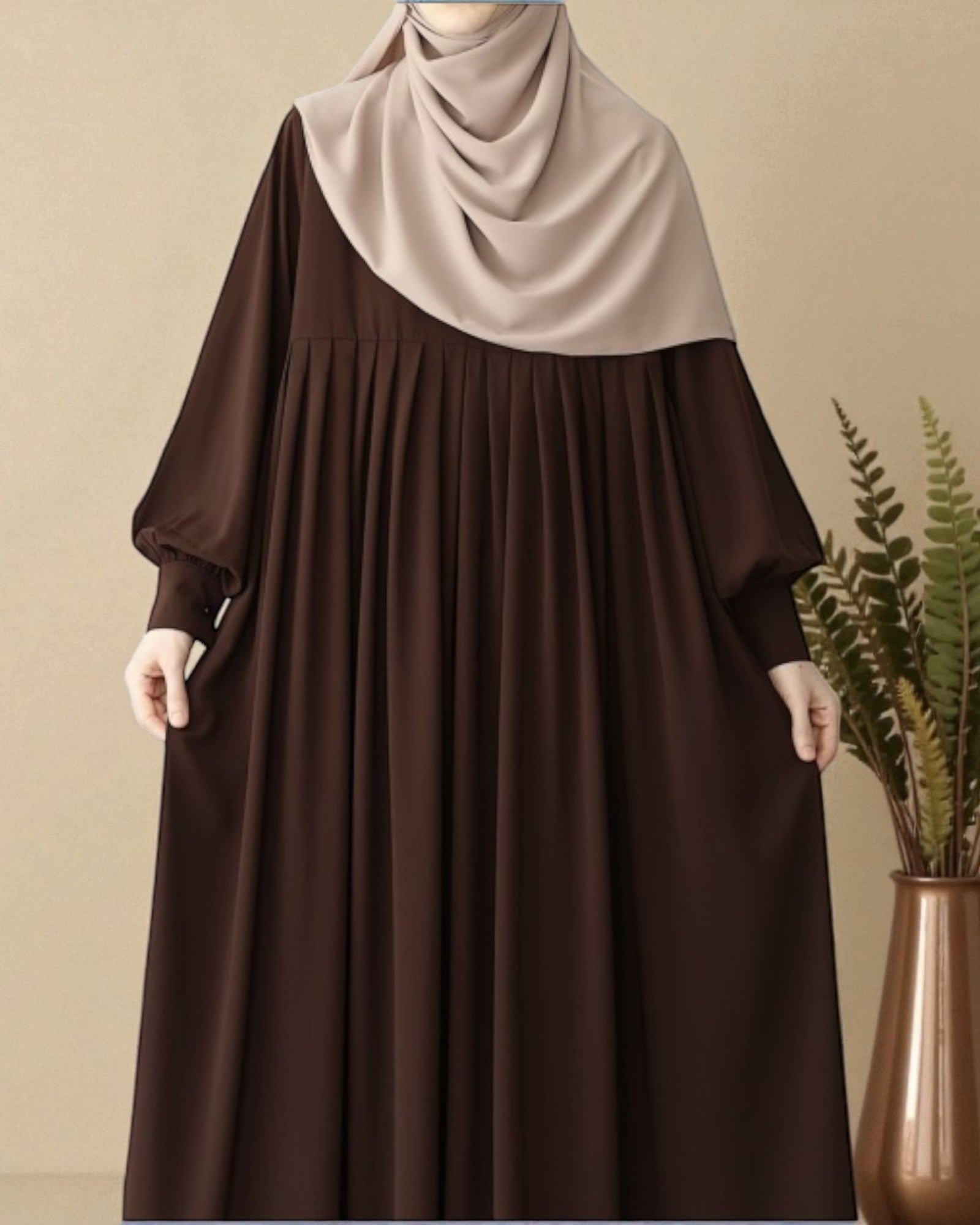 Turkish Style Pleated Abaya Online-Brown – Bashariya By Arfeenz Life ...